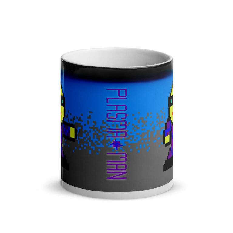 Pixel Plasma Man Glossy Magic Mug – Plasma Man Shop